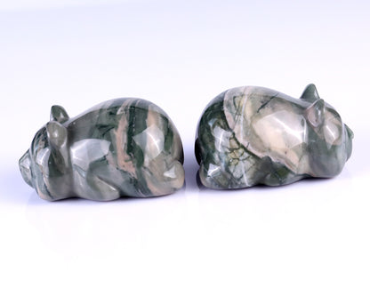 Natural Jiulong Jade Hand Carved Crystal Panda Sculpture